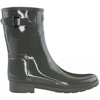 Hunter Refined Kurz-Glanz Damen Gummistiefel Grau