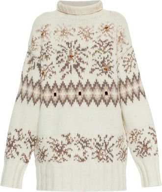 Fabiana Filippi Wollpullover mit Verzierungen - - Knitwear - Damen - Beige - XS