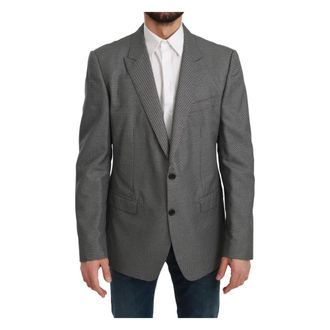 Dolce & Gabbana Grauer Blazer mit Fantasiemuster und schmaler Passform - - Jackets - Herren - Grau - 2XL