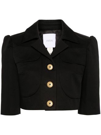 Patou blazer crop &agrave; simple boutonnage - Noir