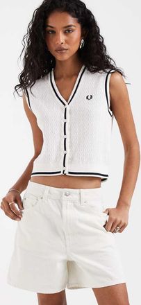Fred Perry D&eacute;bardeur boutonn&eacute; en maille textur&eacute;e - Blanc