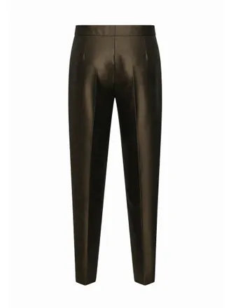 Max Mara Womens Trousers Mstzinco Khaki Green Silk-Blend Cotton