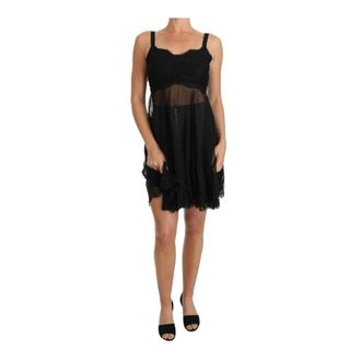 Dolce & Gabbana Elegantes Blumen Spitzen Chemise Kleid - - Dresses - Damen - Schwarzk - S