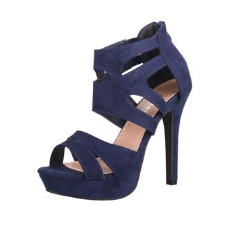 Elara Damen Pumps Offen Stilettos High Heels Chunkyrayan P LL85 Navy-41