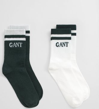 GANT Kinder 2er-Pack Gestreifte Sportsocken (27-29) TARTAN Grün