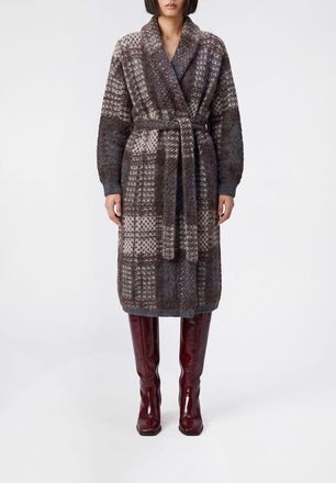 Brunello Cucinelli Bademantel-Mantel aus Mohair und Kaschmir mit Karomuster