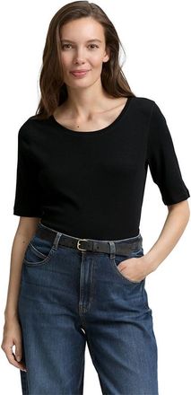 Tom Tailor Damen 1047728 Basic T-Shirt, 14482-Deep Black, S