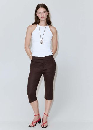 Mango Neckholder-Top aus Baumwolle wei&szlig; - Damen - XXS - MANGO