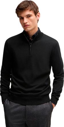 BOSS Herren Ebenji Pullover aus Schurwolle mit Troyerkragen Schwarz001 XXL