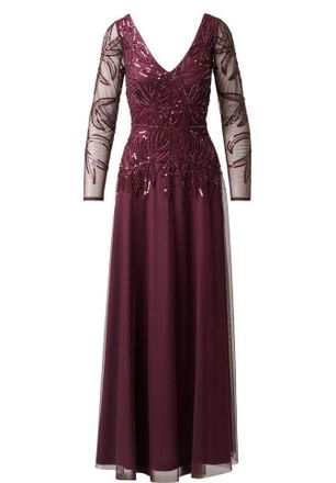 Adrianna Papell Abendkleid Beaded V Neck Long Dress Aufwendig gearbeitetes und elegantes, weit schwingendes Abendkleid