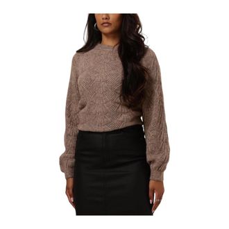 Object Flora Re L/S Strickpullover - - Knitwear - Damen - Braun - XL