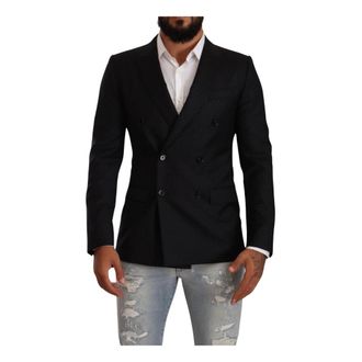 Dolce & Gabbana Schwarzer gepunkteter Blazer - - Jackets - Herren - Schwarzk - S
