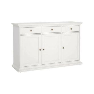 Dmora Kommode Frederique, Wohnzimmerbuffet, Wohnzimmer-Sideboard, Moderne K&uuml;chen-Speisekammer, 144x46 h92 cm, Wei&szlig;