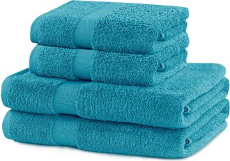 Decoking 4er Set Baumwolle Qualität 525g/m² 2 Handtücher 50x100 cm und 2 Badetücher 70x140 cm türkis saugfähig Marina