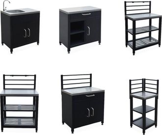 Sweeek Ensemble de meubles de cuisine ext&eacute;rieure en acier inoxydable 6 modules