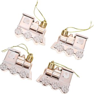 BESPORTBLE 4 St&uuml;ck Weihnachtsbaum Anh&auml;nger Auto Zug Anh&auml;nger aus Robustem Material Champagnergold H&auml;ngender Baumschmuck f&uuml;r Festliche Deko Zuhause B&uuml;ro Restauran