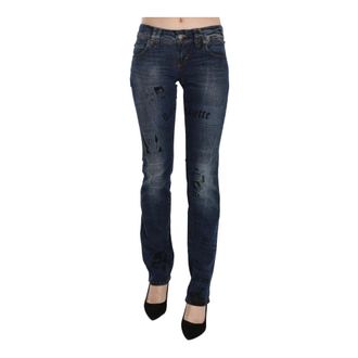 John Galliano Blaue Zeitungsprint Skinny Denim Hose - - Jeans - Damen - Blau - W26