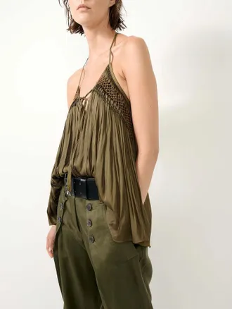 Barbara Bui Macram&eacute; Halter Tank Top - Olive