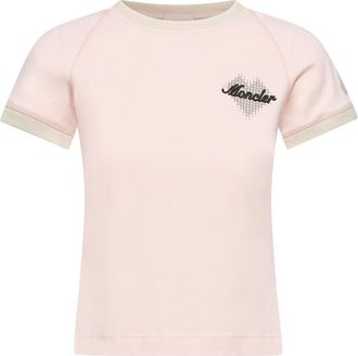 Moncler Moncler T-shirt En Coton &Agrave; Logo Caur, Femme, Rose, Taille: Xl