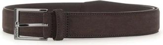 HUGO BOSS Homme, Accessoires, Brun, Taille: 90 CM Ceinture en daim avec boucle en m&eacute;tal gunmetal grav&eacute;e du logo