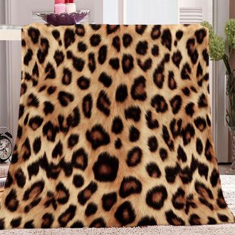 Generic Kuscheldecke Mit Tier Leopardentextur Motiv 150 x 200 cm Weiche Warme Fleecedecke f&uuml;r Winter Erwachsene Decken Braun Weihnachtsdekorationsartikel - Pa