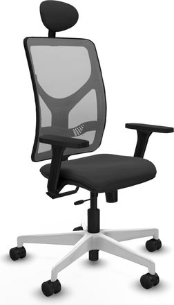 Piqueras y Crespo Sicherheitsstuhl mit 3D-Armen, h&ouml;henverstellbarer Lendenwirbelst&uuml;tze und festem Kopfteil, ausgestattet mit Syncro/Traslack und Schneideschaum, Grau/Du