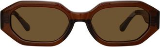 Linda Farrow x The Attico lunettes de soleil Irene &agrave; monture g&eacute;om&eacute;trique - Marron