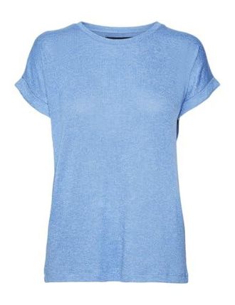 Vero Moda Vmbrianna SS O-Neck Pull Boo Rep T-Shirt, Blue Jasper/D&eacute;tail:w. Dutch Canal Melange, XS Femme