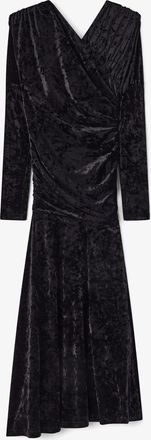Ganni Robe noire fronc&eacute;e en velours - Taille 40 Noir - Pour Femme