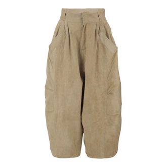 Niccol&ograve; Pasqualetti Niccol&ograve; Pasqualetti, Femme, Pantalons, Beige, Taille: 36 FR Pantalon Ample en M&eacute;lange de Lin