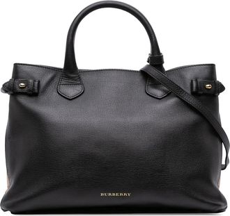 Burberry Hobo Bags - Medium Leather and House Check Banner Satchel - Gr. unisize - in Schwarz - f&uuml;r Damen