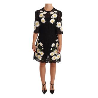 Dolce & Gabbana Schwarzes Blumenspitzen Daisy A-Linien Kleid - - Dresses - Damen - Schwarzk - 2XS
