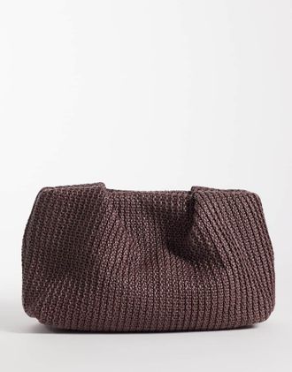 Glamorous Stroh-Clutch in Dunkelbraun