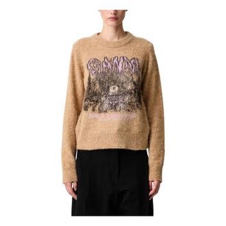 Ganni Pull Teddy en alpaga bross&eacute; - Femme - Pulls - Brun - Taille: 40 FR