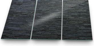 Decorwelt Herdabdeckplatte Abdeckung Ceranfeld Abdeckplatte Schneidebrett 3-Teilig 90x52 Schiefer Ziegel Steine Schwarz Spritzschutz Glasplatte Ceranfeldabdecku