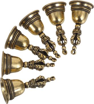 Cabilock 6 St&uuml;ck Teiliges Vintage Kupfer Gl&ouml;ckchen mit Feiner Gravur Langlebiger Messinganh&auml;nger f&uuml;r DIY Bastelarbeiten Spirituelle Gl&uuml;cksbringer Dekorative Ha