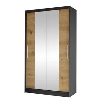 Mirjan24 Kleiderschrank Margite II mit 2 Spiegel, Kleiderstange und 5 F&auml;cher, Schlafzimmerschrank, Flurschrank, Garderobenschrank, Dielenschrank, Schwebet&uuml;rens