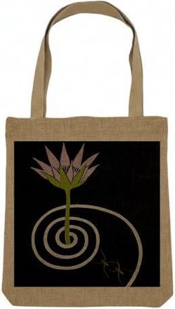 Fabulous Sac Shopping Tote Bag Aspect Lin - Tourbillon Lotus Estampe Japonnaise Traditionel Art Motif - Sac de Courses Toile Epaisse 360g Beige Naturel Cabas P