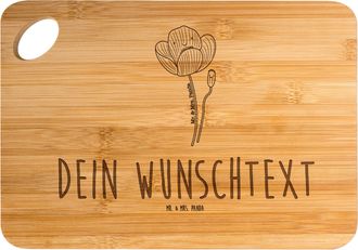 Mr. & Mrs. Panda Personalisiertes Schneidebrett Blume Mohnblume - Personalisierte Geschenke, Mohn, Frühstücksbrett mit Namen, Gravur, Selbst Gestalten, Räubertochter, 