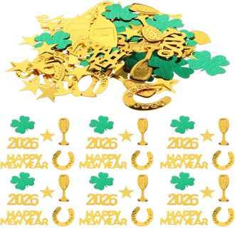NUOBESTY 3 Beutel Silvester Tischkonfetti mit Kleeblatt Hufeisen und Weinflaschen Neujahrsdeko f&uuml;r Party Abschlussfeier und Festliche Tischdekoration