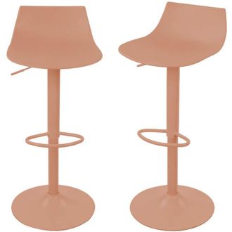 DRAWER Lot de 2 chaises de bar r&eacute;glables en plastique et m&eacute;tal H58-79cm - Terracotta - Heribo