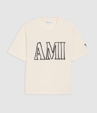 Ami Tee-Shirt With Ami Paris Print At Front And Back Blanc Creme