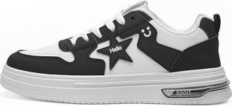 Generic Qynthra Hommes Femmes Sneakers Mode Bas Patch &eacute;toile et Smiley Chaussures Lifestyle Confortables pour Usage Quotidien et d&eacute;tente,Noir,41 EU