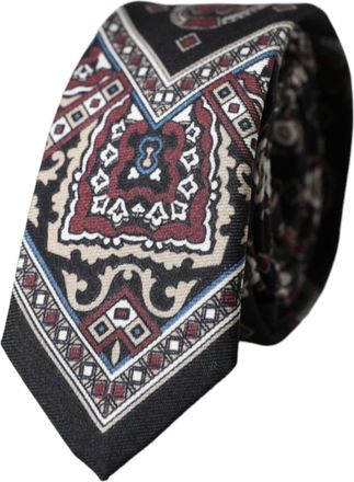 Dolce & Gabbana Black Printed Silk Adjustable Men Tie
