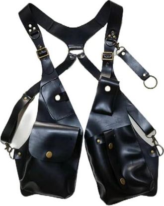 Generic Sac antivol avec harnais à bandoulière, sac antivol pour homme avec harnais dépaule, sac à bandoulière à bandoulière, Noir, taille unique