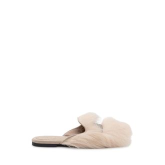 Dolce & Gabbana Femme, Chaussures, Beige, Taille: 35 EU Mules en Shearling et Daim