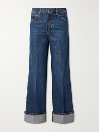 Frame Denim Jean Large Taille Mi-haute The Cuffed Wide - Bleu