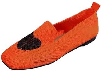 Generic Chaussures &agrave; enfiler pour femme en maille tricot&eacute;e - Mocassins &agrave; bout carr&eacute; - Couleurs contrast&eacute;es - Chaussures d&eacute;contract&eacute;es respirantes - Antid&eacute;rapa