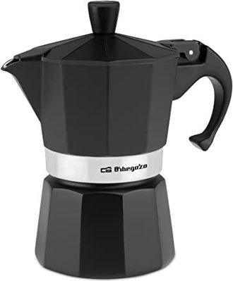 Orbegozo KFN 310 - Italienischer Kaffeekocher aus Aluminium, Kapazität: 3 Tassen, ergonomischer Griff, Sicherheitsventil, abnehmbarer Filter
