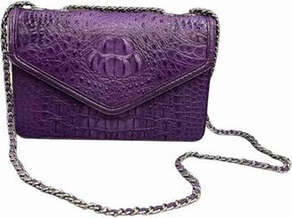 Generic Sac cabas pour femme en cuir dalligator authentique, bandouli&egrave;re cha&icirc;ne, style enveloppe, en cuir de crocodile v&eacute;ritable. Sac &agrave; main pour femme